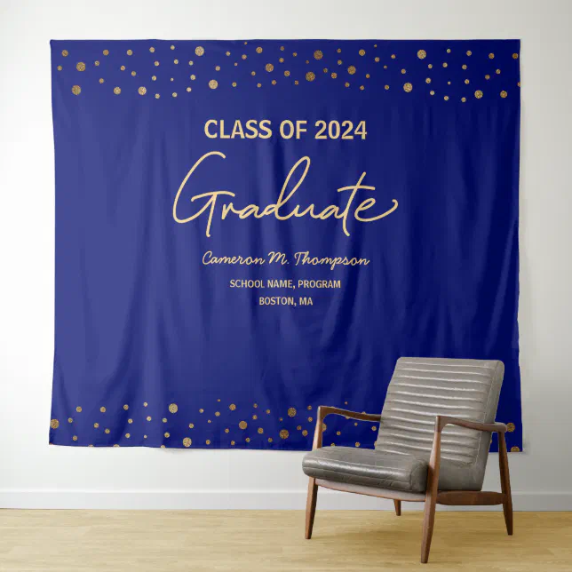 Blue Gold Class of 2024 Photo Backdrop Graduate | Zazzle