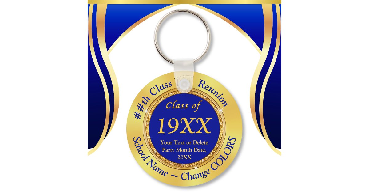 Blue Gold, Class Reunion Gifts, Reunion Keychains | Zazzle