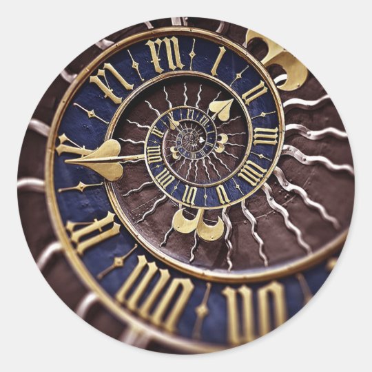 Vintage Clock Face Moon Phase Classic Round Sticker | Zazzle.com