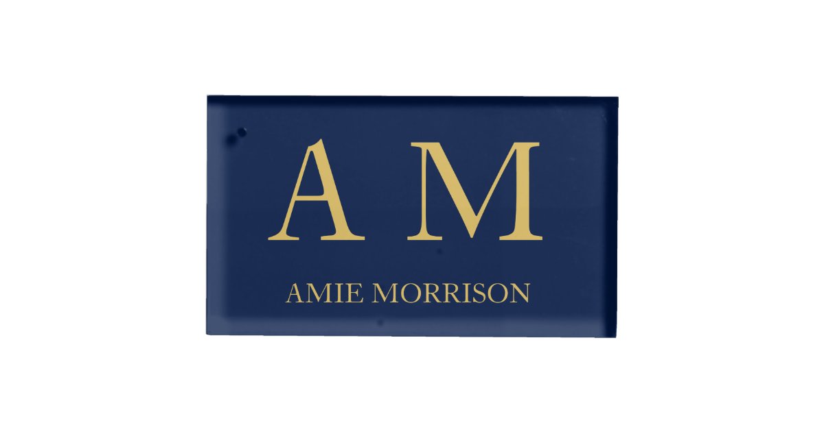 Blue Gold Colors Professional Initial Letters Name Place Card Holder ...