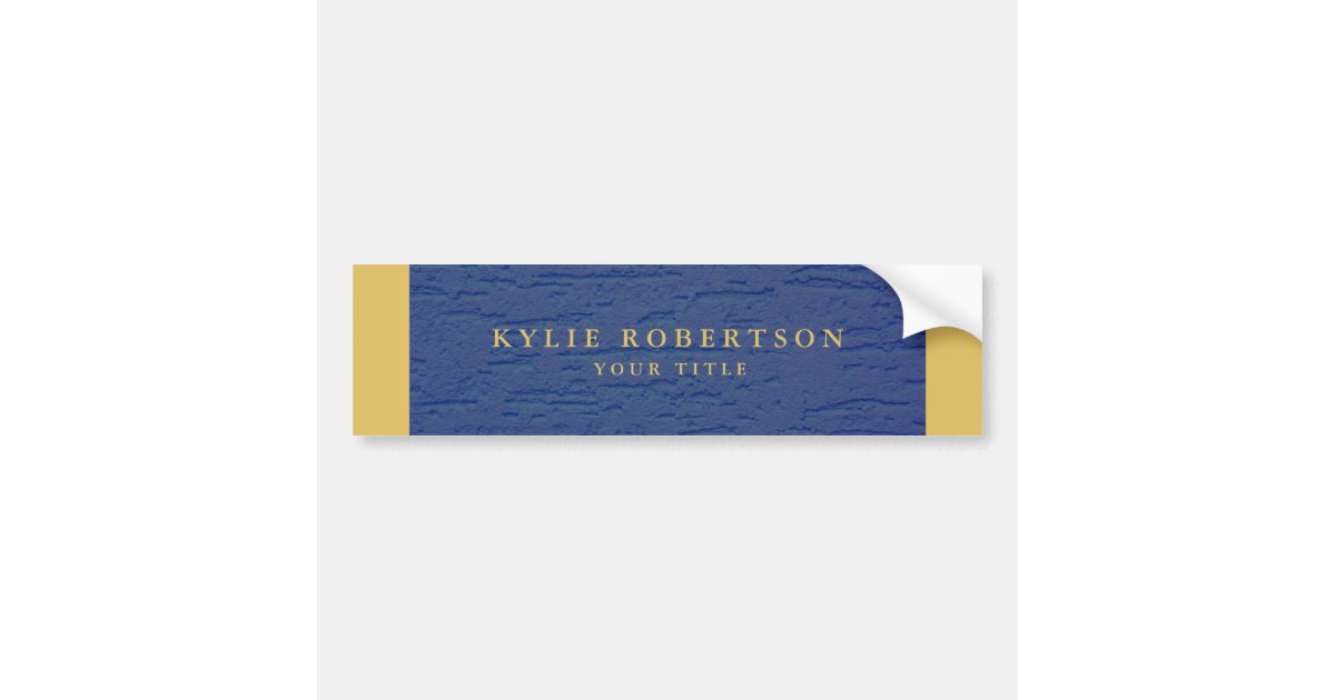 Blue Gold Colors Professional Trendy Modern Bumper Sticker | Zazzle