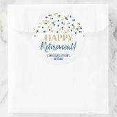Blue Gold Confetti Happy Retirement Classic Round Sticker | Zazzle