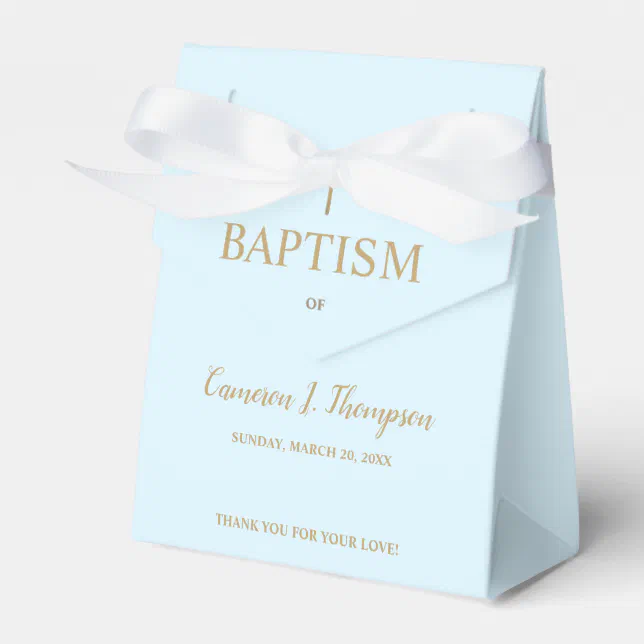 Blue gold cross Baptism Thank you Custom Favor Boxes | Zazzle