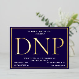 Blue Gold DNP Graduation Foil Invitation | Zazzle