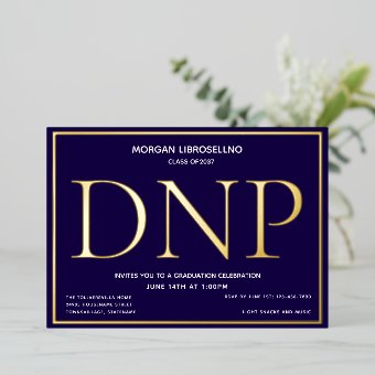 Blue Gold DNP Graduation Foil Invitation | Zazzle