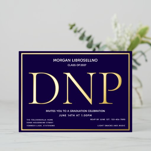 Blue Gold DNP Graduation Foil Invitation | Zazzle