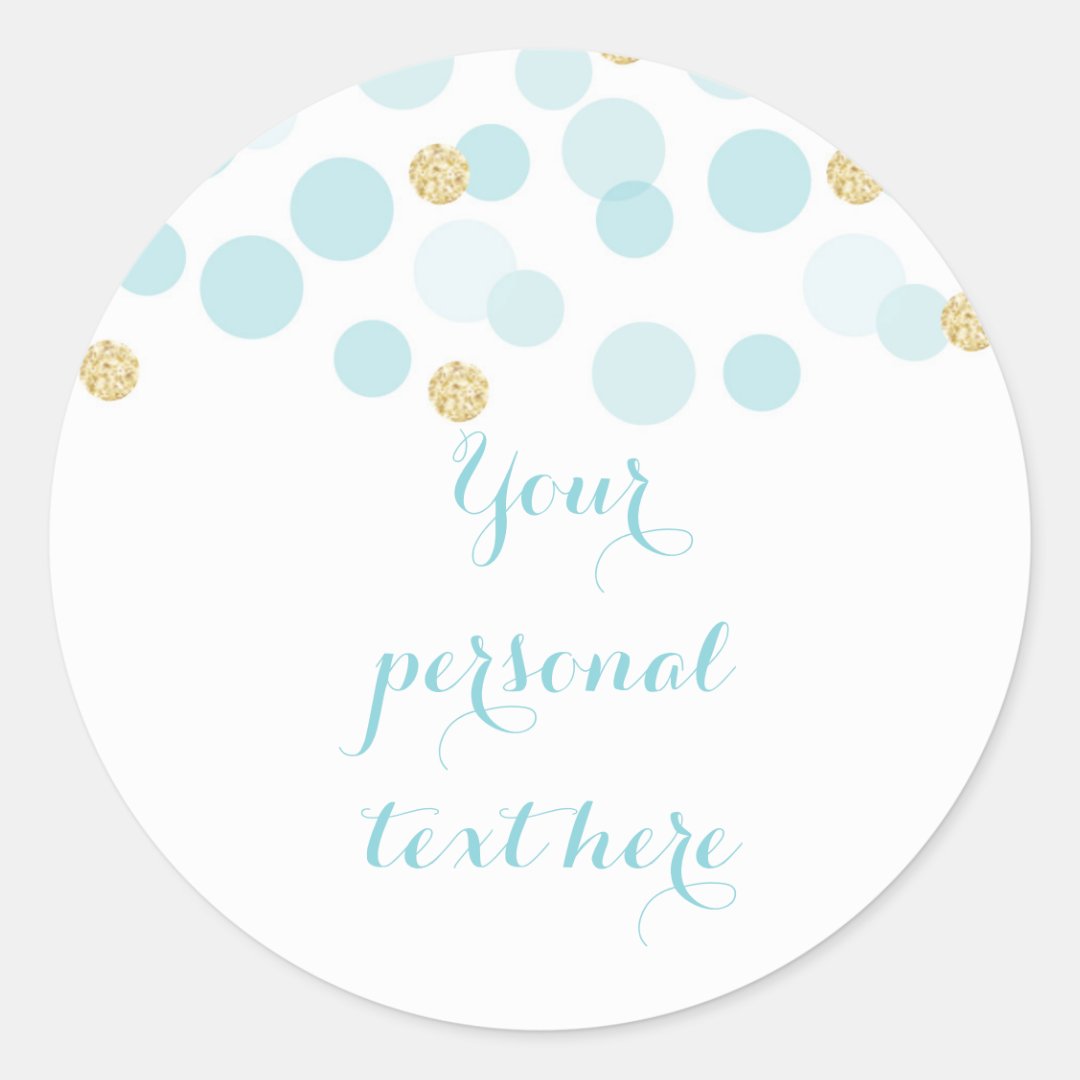 Blue Gold Dots Baby Shower Round Sticker | Zazzle