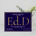 Blue Gold Ed.D Graduation Foil Invitation | Zazzle