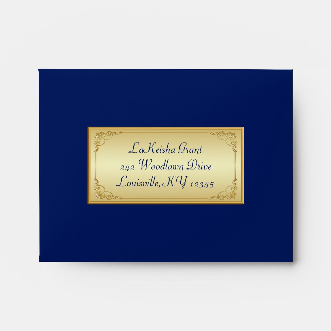 Blue, Gold Floral A2 Envelope for RSVP Card | Zazzle