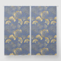 Blue Gold Ginkgo Floral Pattern Blackout Curtains | Zazzle