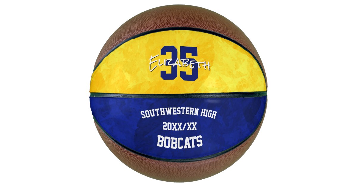 blue gold girls' team spirit commemorative basketball | Zazzle