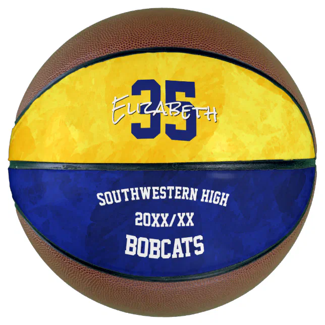 blue gold girls' team spirit commemorative basketball | Zazzle