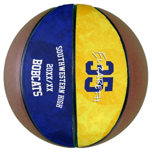 blue gold girls' team spirit commemorative basketball | Zazzle