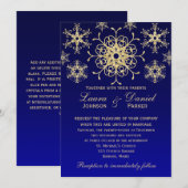 Blue, Gold Glitter LOOK Snowflakes Wedding Invite | Zazzle
