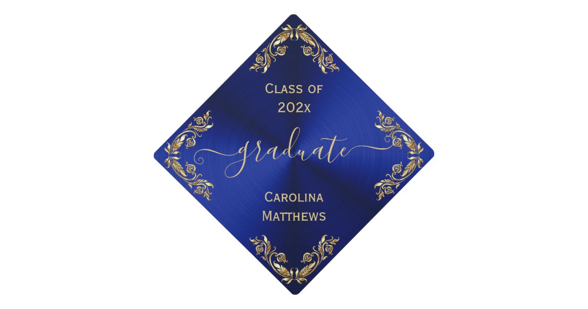 Blue Gold Graduation Cap Topper | Zazzle