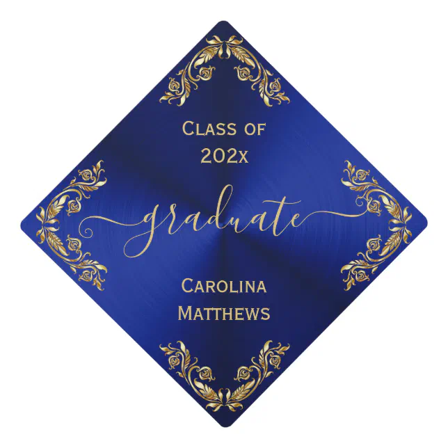 Blue Gold Graduation Cap Topper | Zazzle