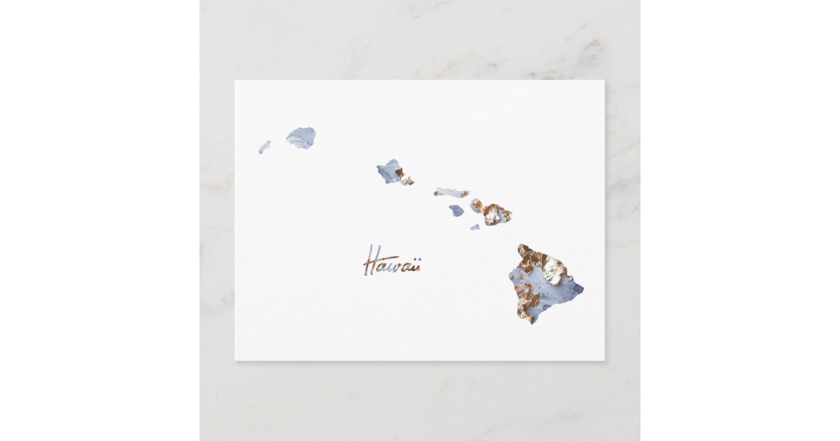Blue & Gold Hawaii State Map Postcard | Zazzle