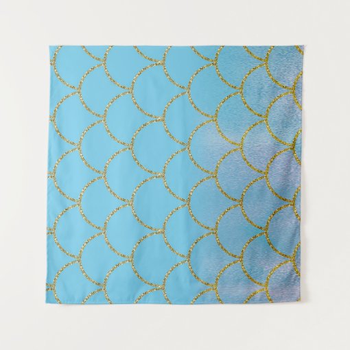 Blue & Gold Mermaid Party Backdrop | Zazzle