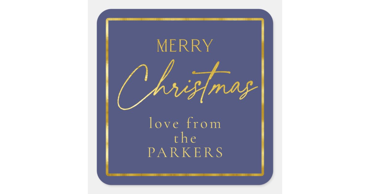 Blue Gold Merry Christmas ID1009 Square Sticker | Zazzle