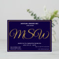 Blue Gold MSW Graduation Foil Invitation | Zazzle