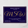 Blue Gold MSW Graduation Foil Invitation | Zazzle