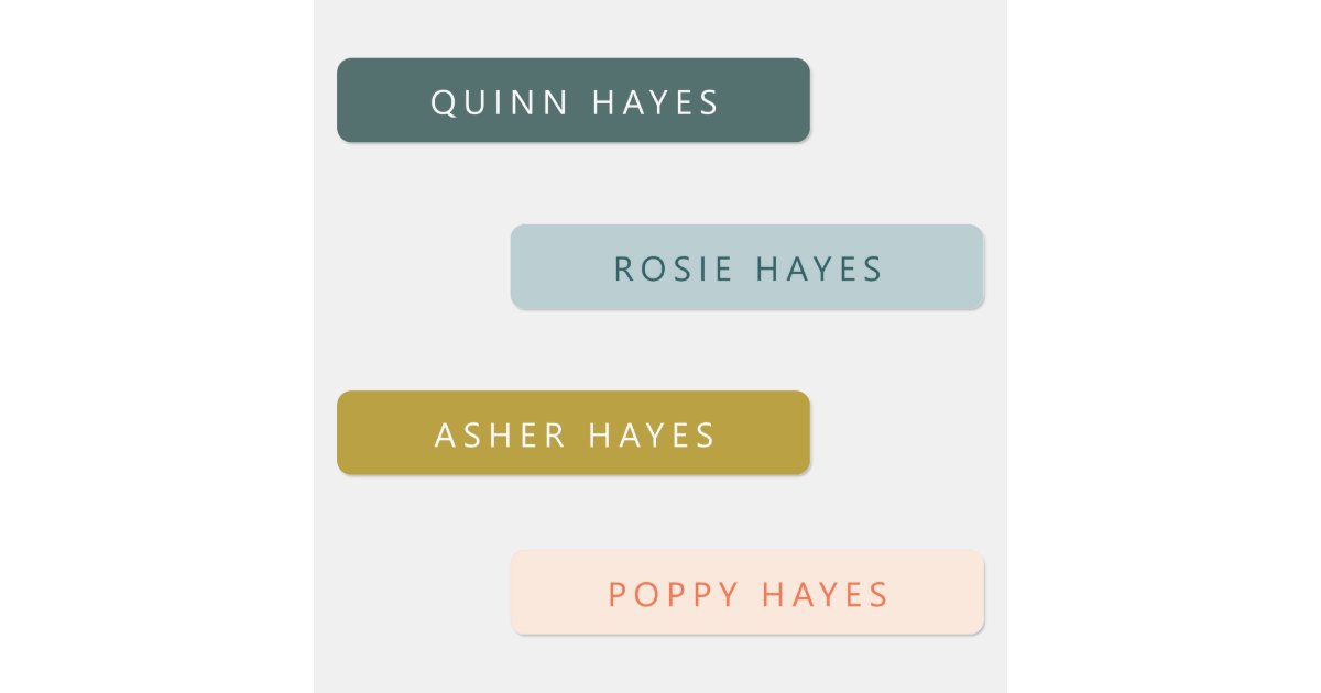 Blue Gold Peach Name Labels | Zazzle