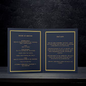 Blue gold photo elegant floral funeral program | Zazzle