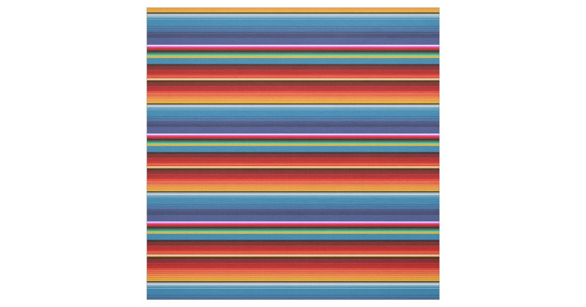 Blue Gold Red Mexican Sarape Fabric | Zazzle