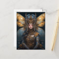 Blue Gold Robot Techno Fairy Fantasy Art Postcard | Zazzle