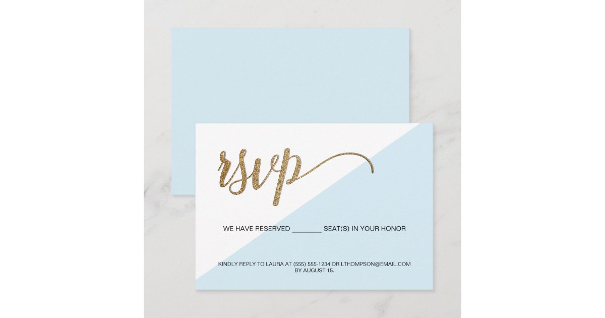 Blue Gold RSVP No mailing Reserved Seat Invitation | Zazzle