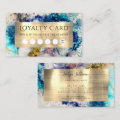 Blue gold silver glitter watercolor loyalty card | Zazzle