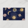 Blue Gold Sun Moon Planets Space illustration Business Card | Zazzle