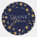 Blue Gold Sun Moon Planets Space illustration Classic Round Sticker ...