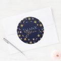Blue Gold Sun Moon Planets Space illustration Classic Round Sticker ...