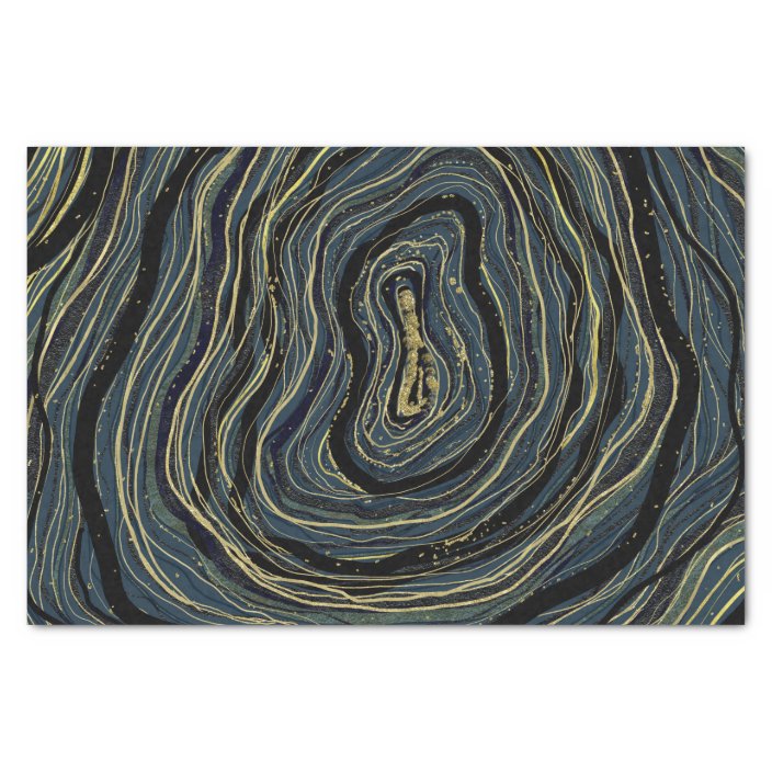 Blue Gold Swirl Glam Art Birthday Party Tissue Paper | Zazzle.com