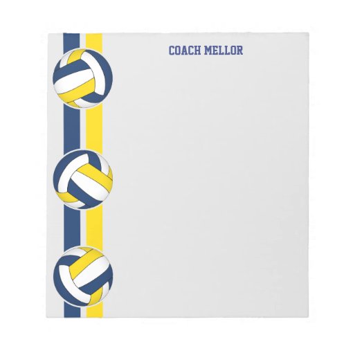 blue gold team colors volleyball coach custom notepad | Zazzle