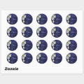 Blue gold white baubles Christmas Classic Round Sticker | Zazzle