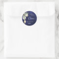 Blue gold white baubles Christmas Classic Round Sticker | Zazzle