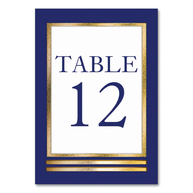 Blue | Gold | White Modern Simple Elegant Table Number | Zazzle