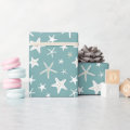 Blue Gold White Starfish Wrapping Paper | Zazzle