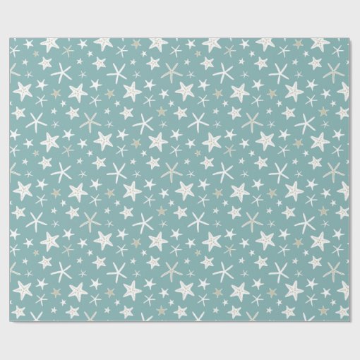 Blue Gold White Starfish Wrapping Paper | Zazzle