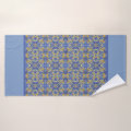 Blue Golden Pattern Bath Towel Set | Zazzle