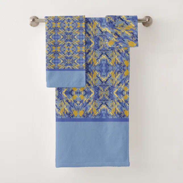 Blue Golden Pattern Bath Towel Set | Zazzle