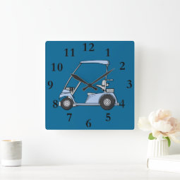 blue golf cart clock | Zazzle