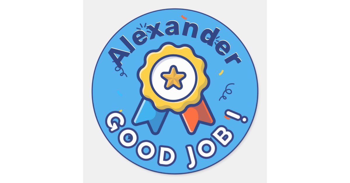 Blue good job star sticker | Zazzle