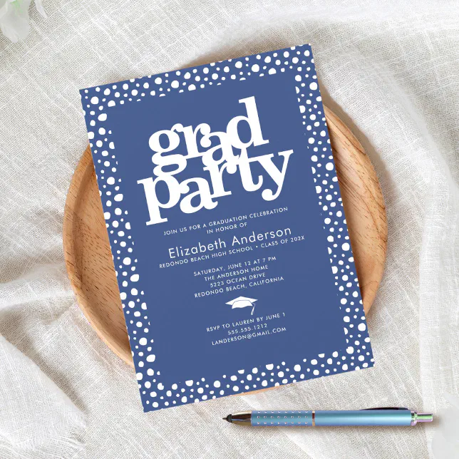 Blue grad party bold modern typography stylish invitation | Zazzle