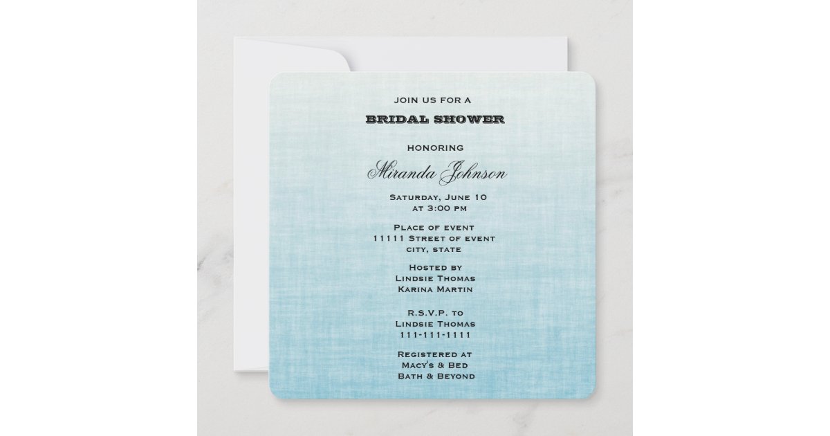 Blue Gradient Bridal Shower Invitation | Zazzle