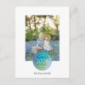 Blue Gradient Dot Joyful New Year Photo Holiday Postcard | Zazzle