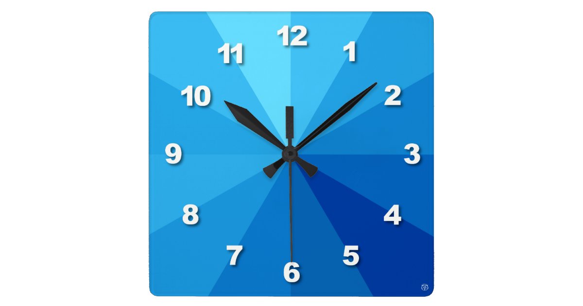 Blue Gradient Number Square Wall Clock | Zazzle.com