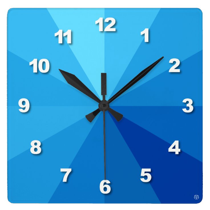 Blue Gradient Number Square Wall Clock | Zazzle